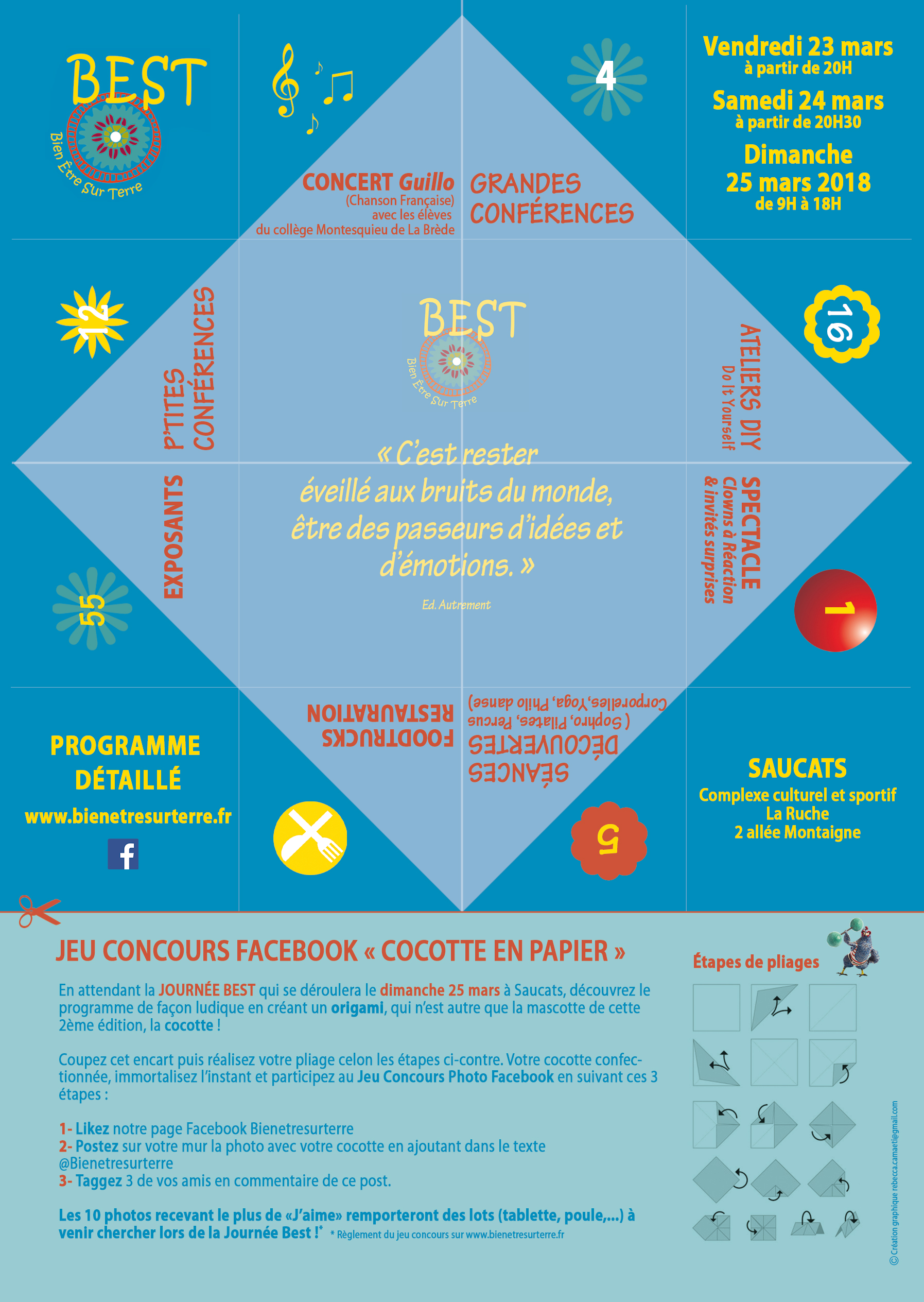 Flyer Cocotte Origami – Festival BEST Bien Etre Sur Terre